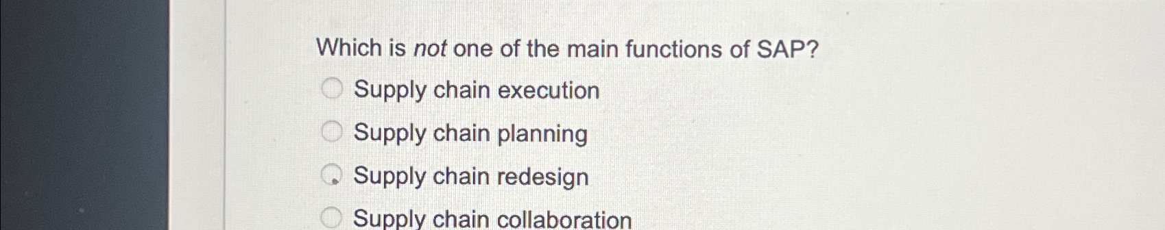 Solved Which is not one of the main functions of SAP?Supply | Chegg.com