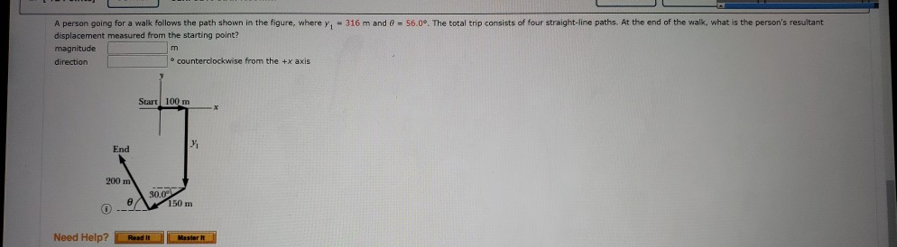 Solved A person going for a walk follows the path shown in | Chegg.com