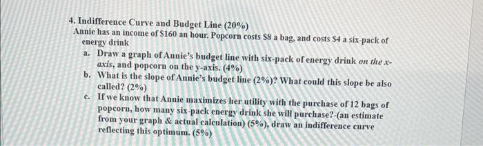 Solved 4. Indifference Curve and Budget Line (20\%) Annie | Chegg.com