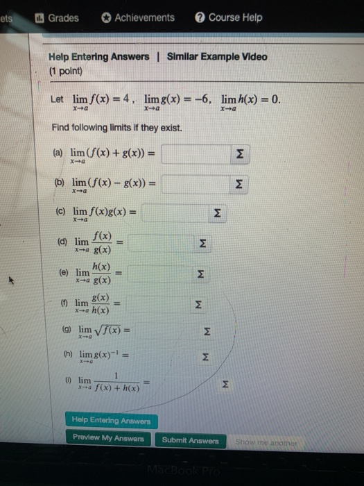Solved Hw02 15 Limits Problem 10 Problem Value 1