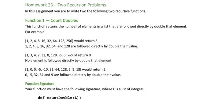 Solved Homework 23 - Two Recursion Problems In this | Chegg.com