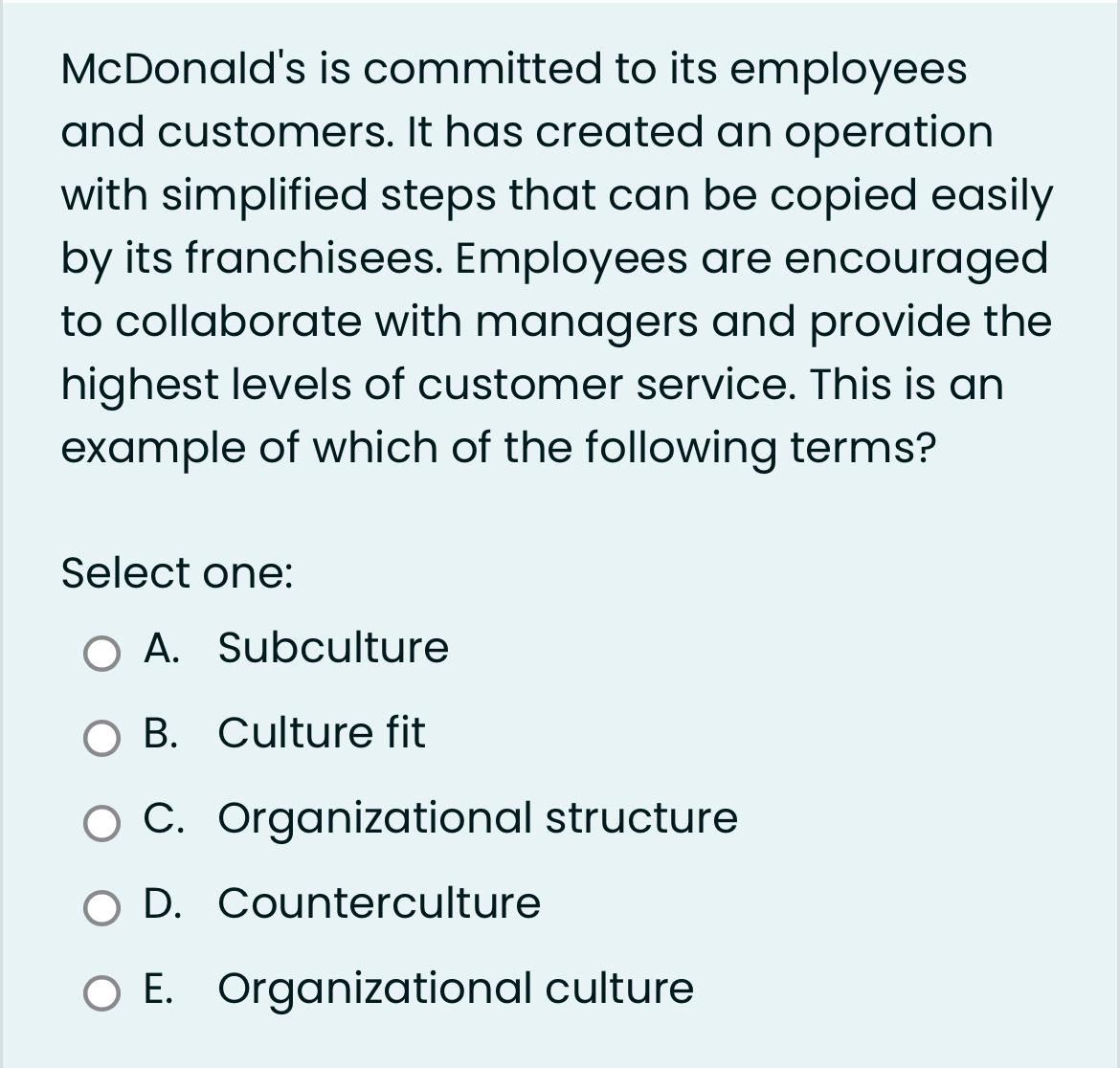 Solved McDonald's is committed to its employees and | Chegg.com