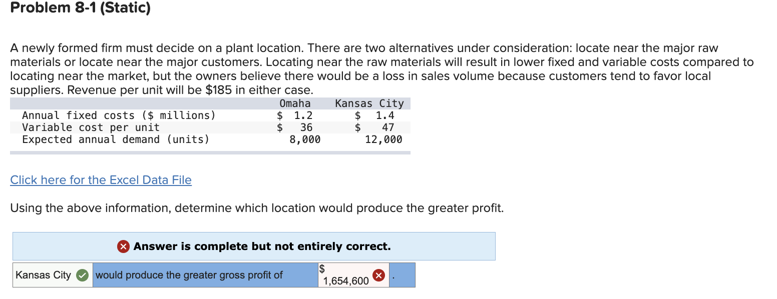 Solved Problem 8-1 (Static)A newly formed firm must decide | Chegg.com