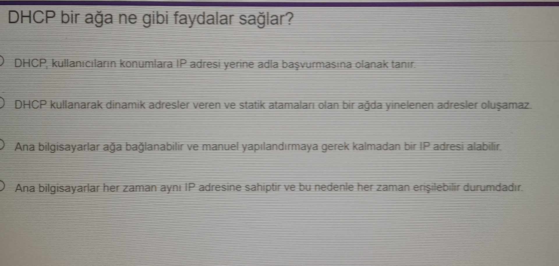 Solved DHCP bir ağa ne gibi faydalar sağlar?DHCP, | Chegg.com