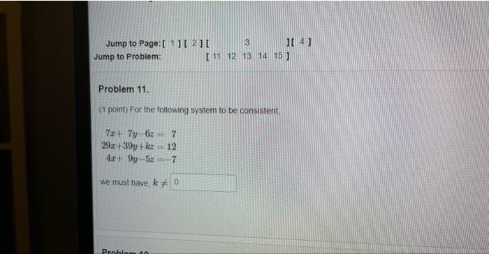 Solved (1. point) For the following system to be consistent. | Chegg.com