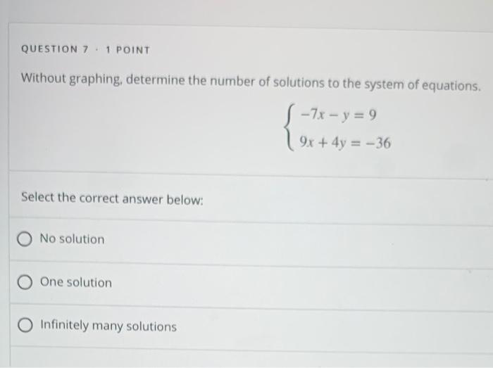Solved QUESTION 7 1 POINT Without graphing, determine the | Chegg.com