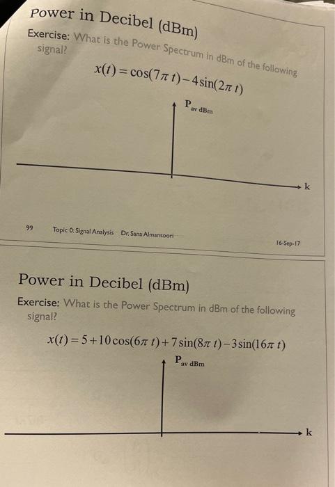 Solved Power in Decibel (dBm) Exercise: What is the Power | Chegg.com