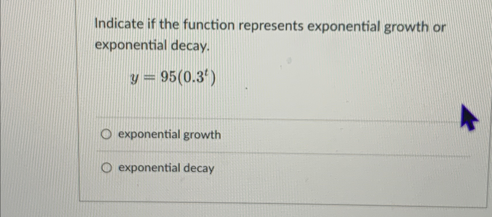 Solved Indicate if the function represents exponential | Chegg.com