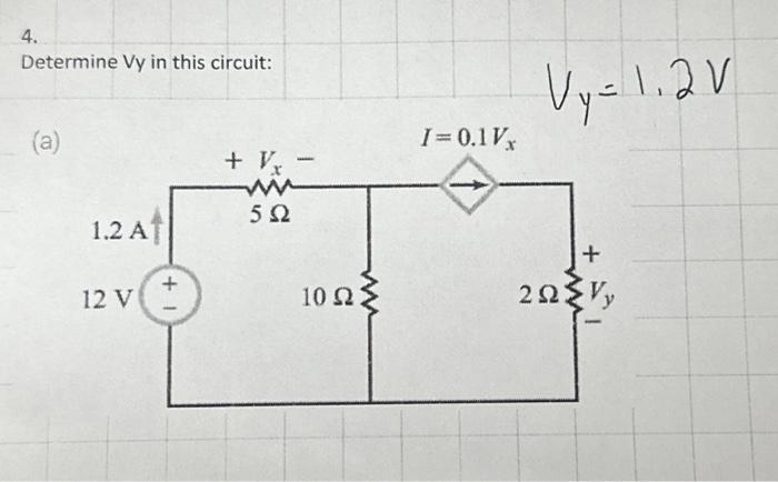 Solved 4. Determine Vy in this circuit: | Chegg.com