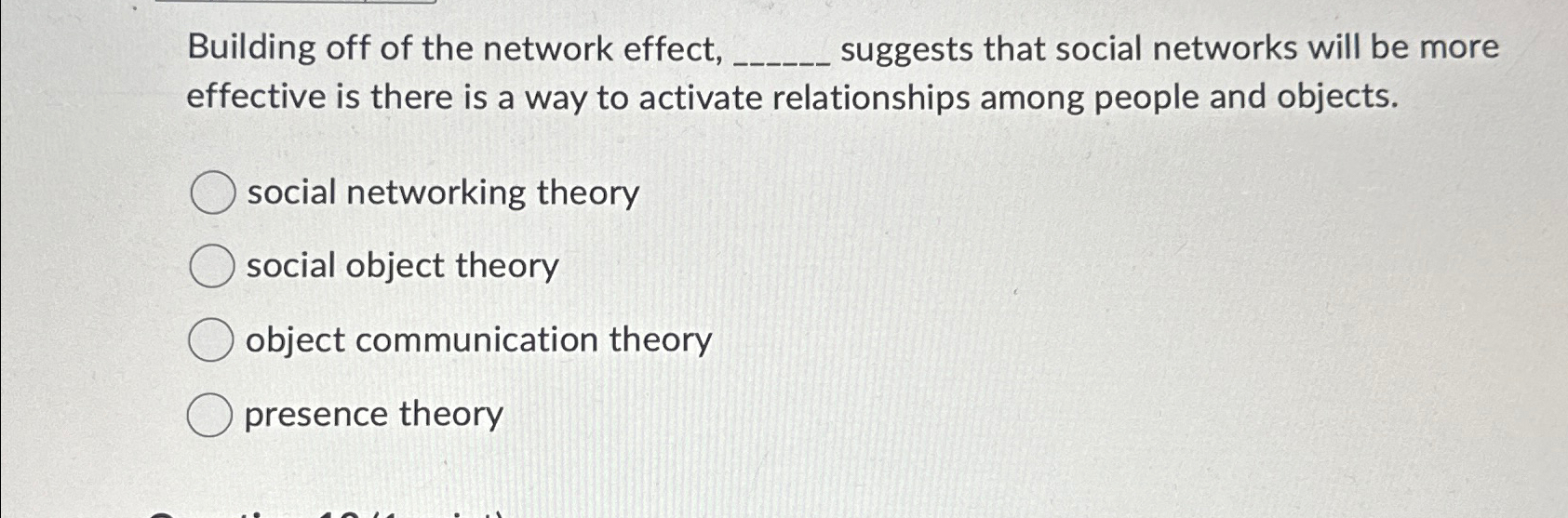 Solved Building off of the network effect, suggests that | Chegg.com