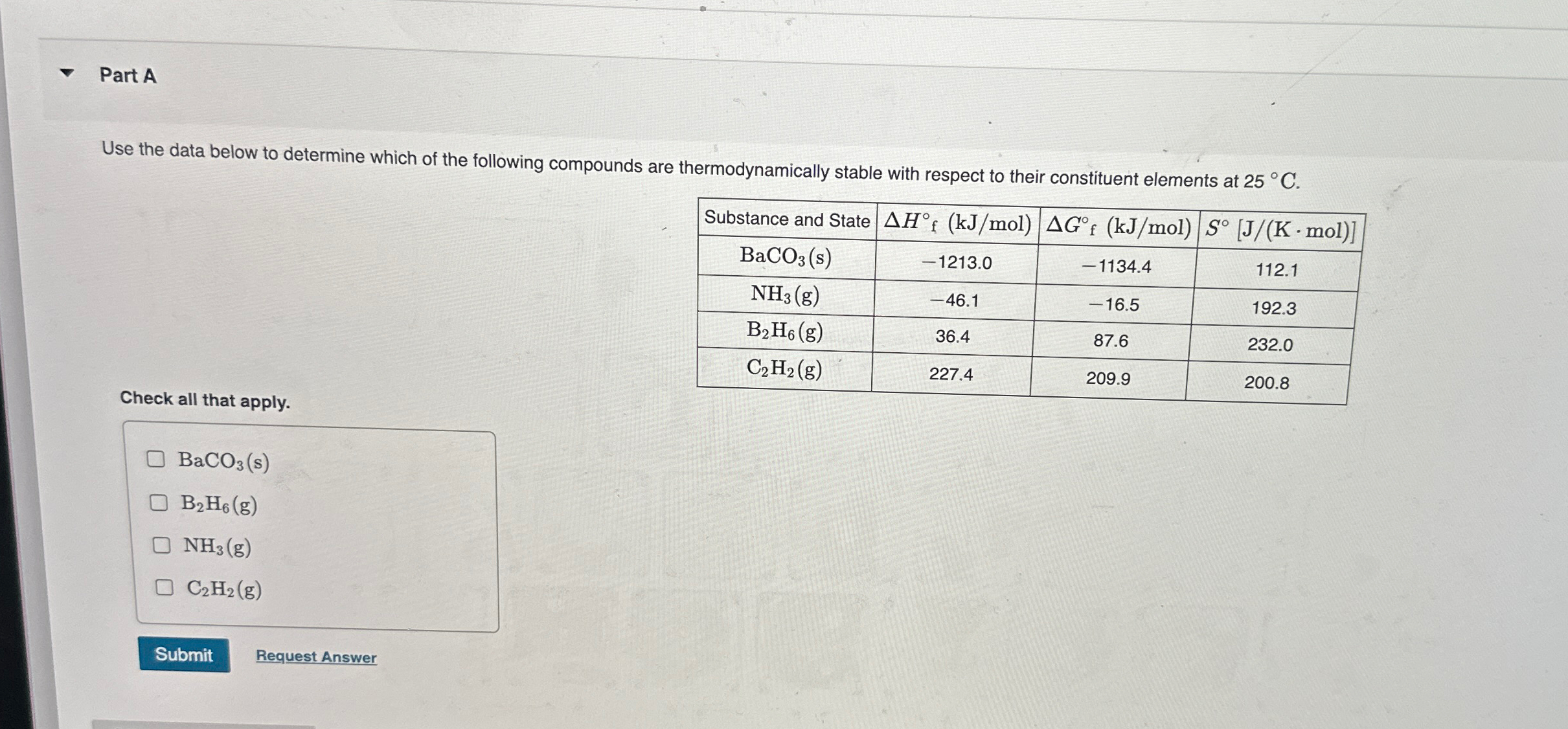 Solved Part AUse the data below to determine which of the | Chegg.com