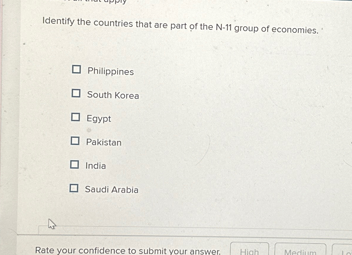Solved Identify the countries that are part of the N-11 | Chegg.com