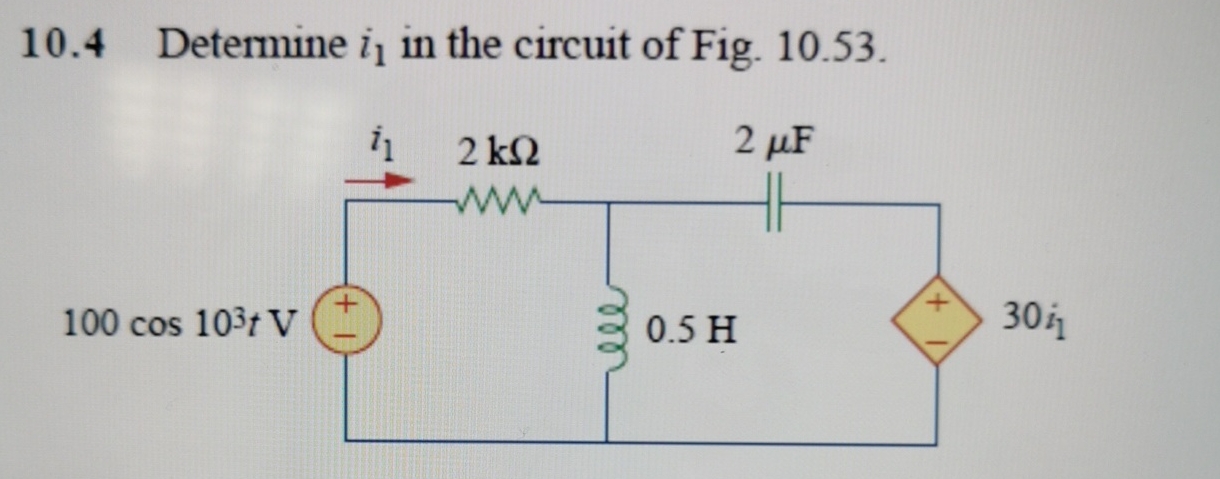 Solved 10.4 ﻿Determine i1 ﻿in the circuit of Fig. 10.53 . | Chegg.com