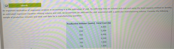 Solved ebook An important application of regression analysis | Chegg.com