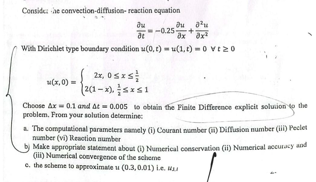 Solved Considei ine convection-diffusion- reaction equation | Chegg.com