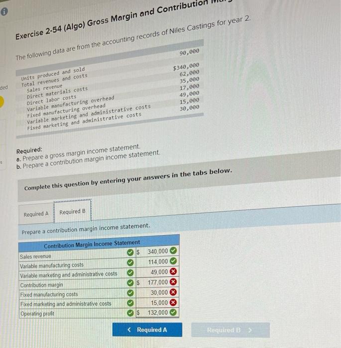 Solved Exercise 2.54 (Algo) Gross Margin and Contribution | Chegg.com