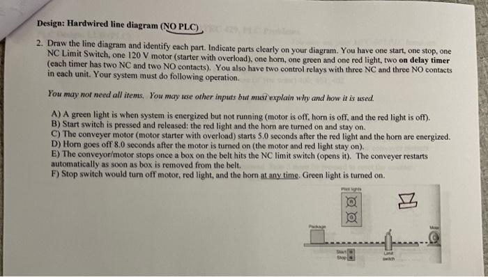 Solved Design: Hardwired line diagram (NO PLC) 2. Draw the | Chegg.com