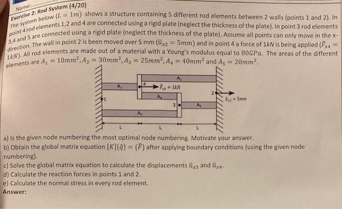 Solved Name : Rod System (4/20) Exercise 2: Rod below (L=1 | Chegg.com