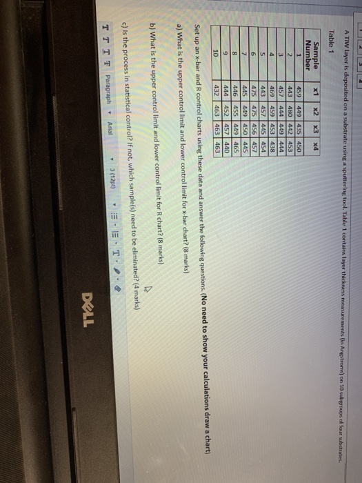 Solved A TIW layer is deposited on a substrate using a | Chegg.com