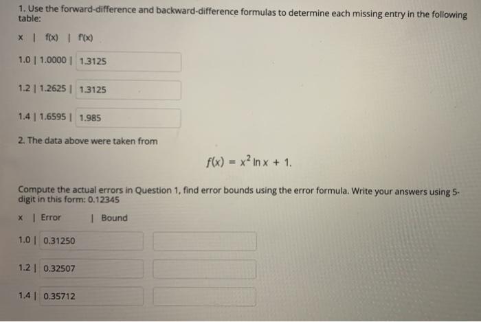 Solved 1. Use the forward-difference and backward-difference | Chegg.com