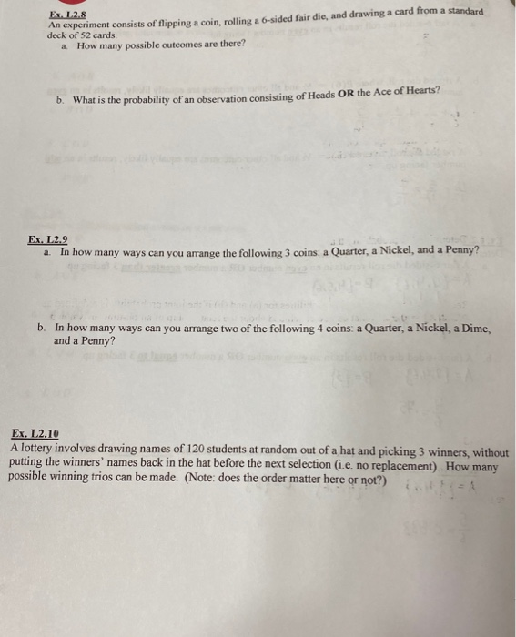 Solved Ex. L2.8 An experiment consists of flipping a coin, | Chegg.com