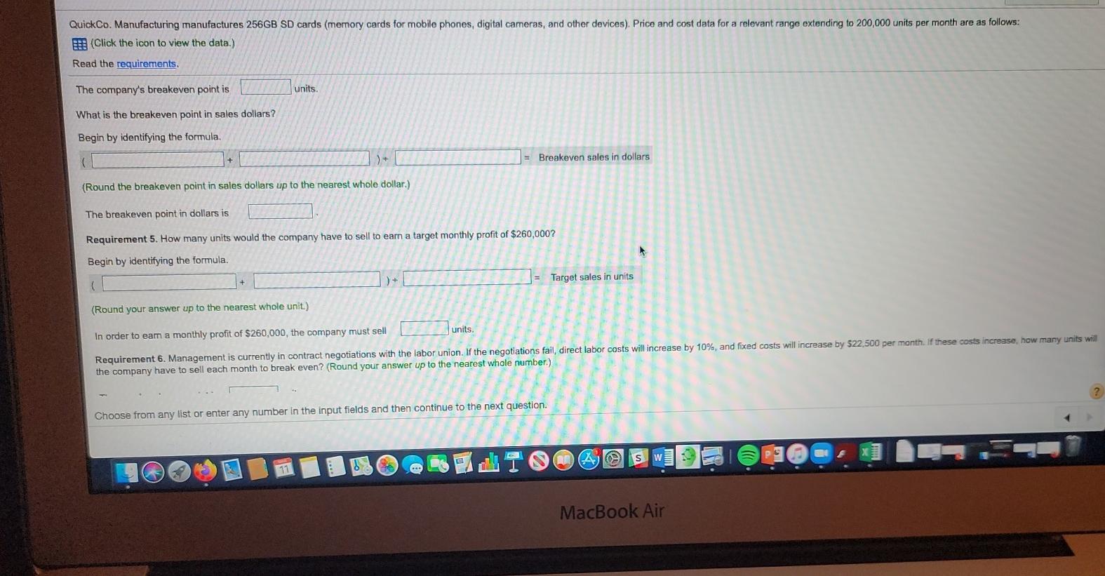 Solved Questio QuickCo. Manufacturing manufactures 256GB SD | Chegg.com