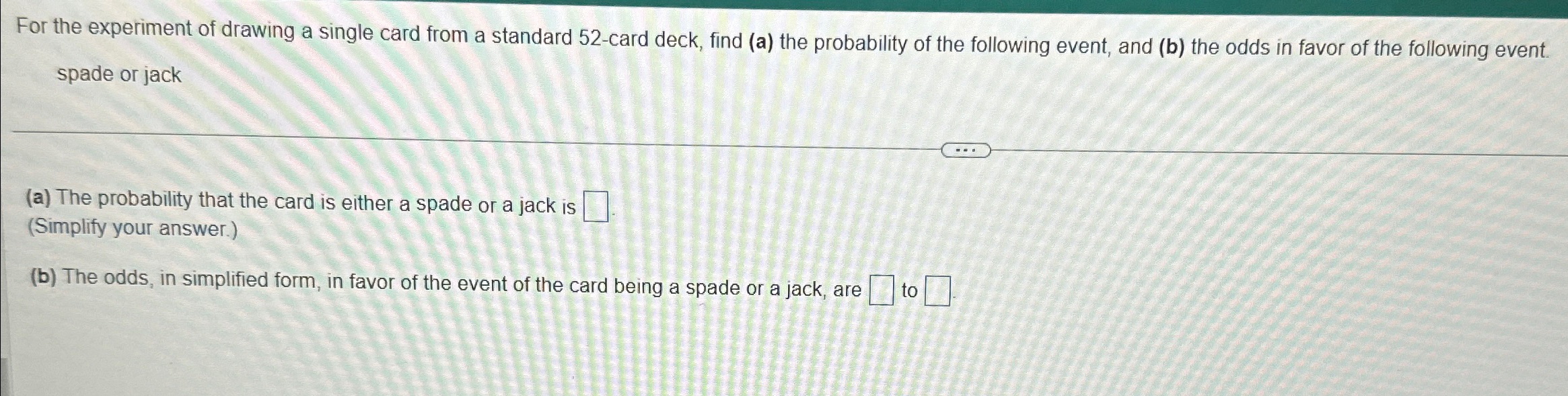 Solved For the experiment of drawing a single card from a | Chegg.com
