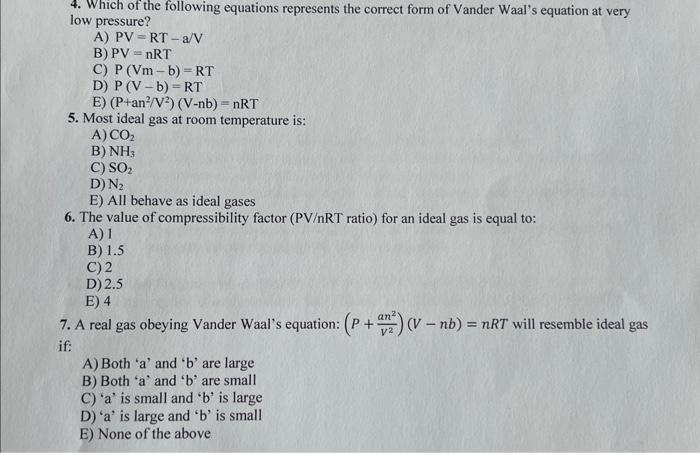 Solved 4. Which of the following equations represents the | Chegg.com