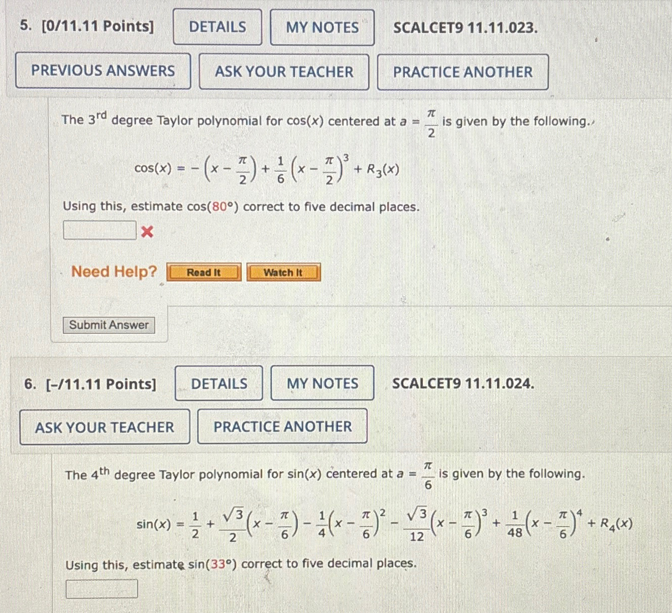 Solved The 3rd ﻿degree Taylor polynomial for cos(x) | Chegg.com