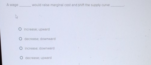Solved A wage ﻿would raise marginal cost and shift the | Chegg.com