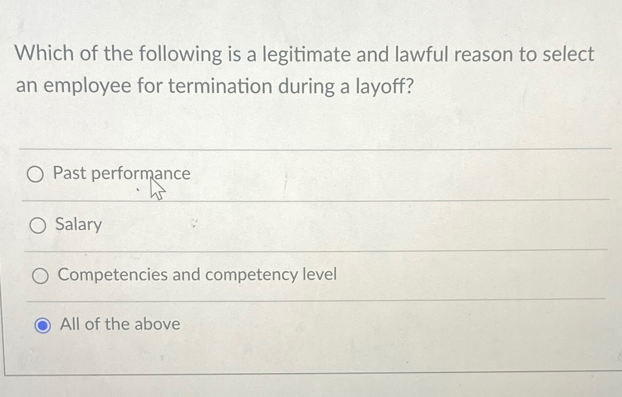 Solved Which of the following is a legitimate and lawful | Chegg.com