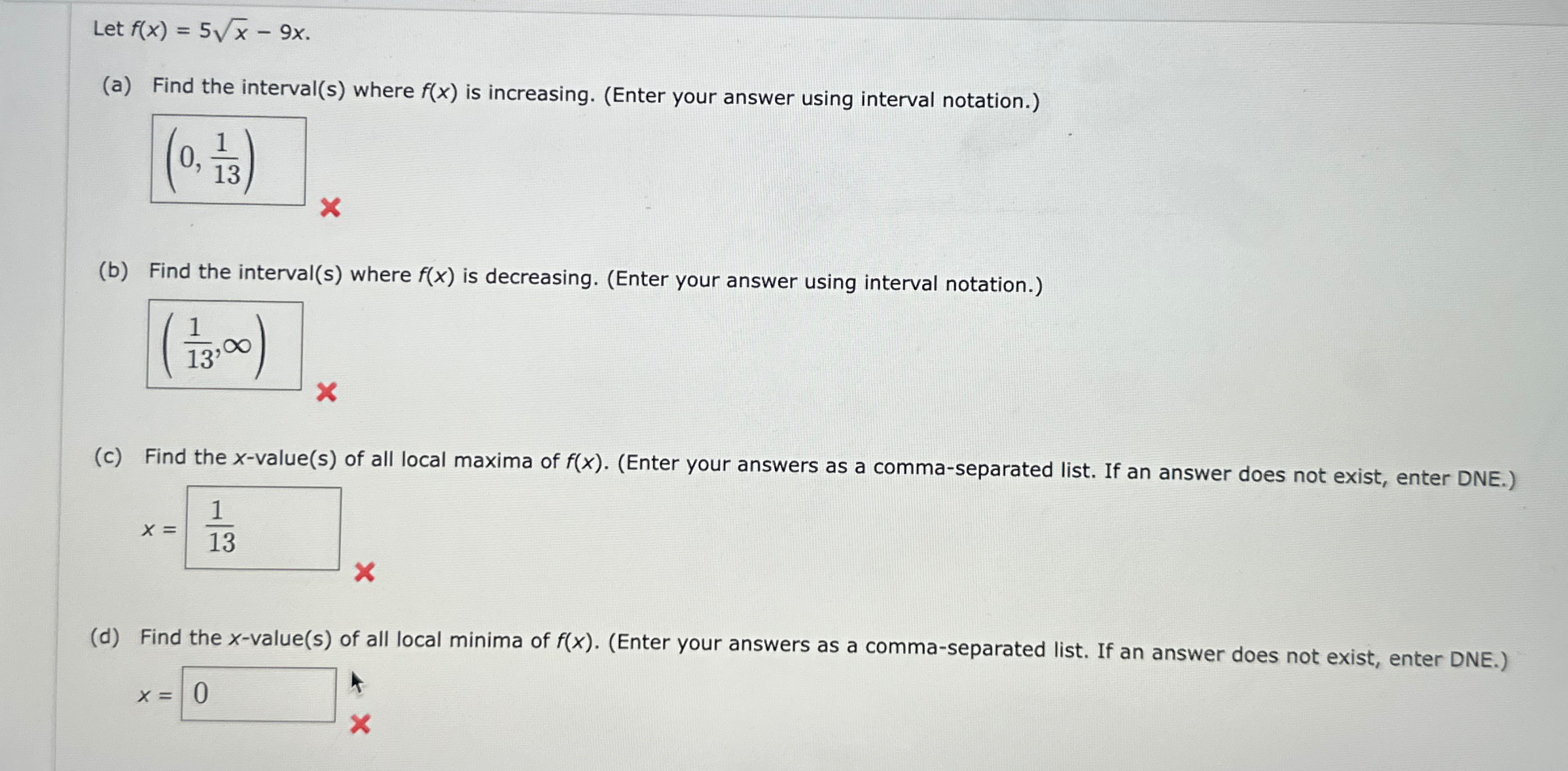 Solved Let f(x)=5x2-9x.(a) ﻿Find the interval(s) ﻿where f(x) | Chegg.com