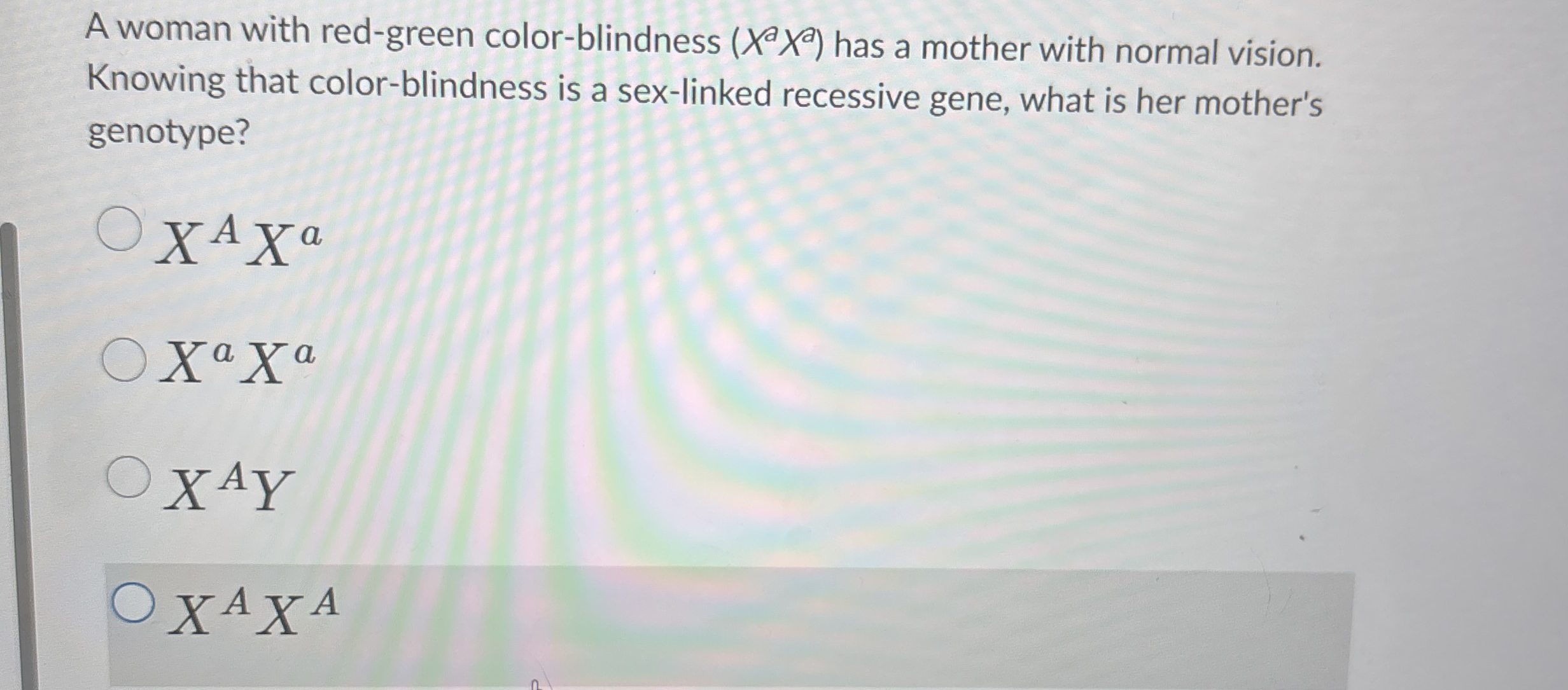Solved A woman with red-green color-blindness ( xaxa ) ﻿has | Chegg.com