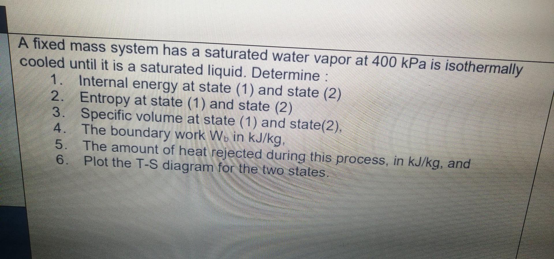 Solved A fixed mass system has a saturated water vapor at | Chegg.com