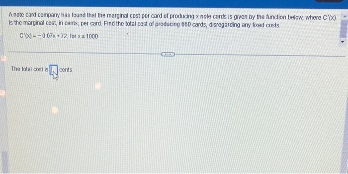 Solved A note card company has found that the marginal cost | Chegg.com