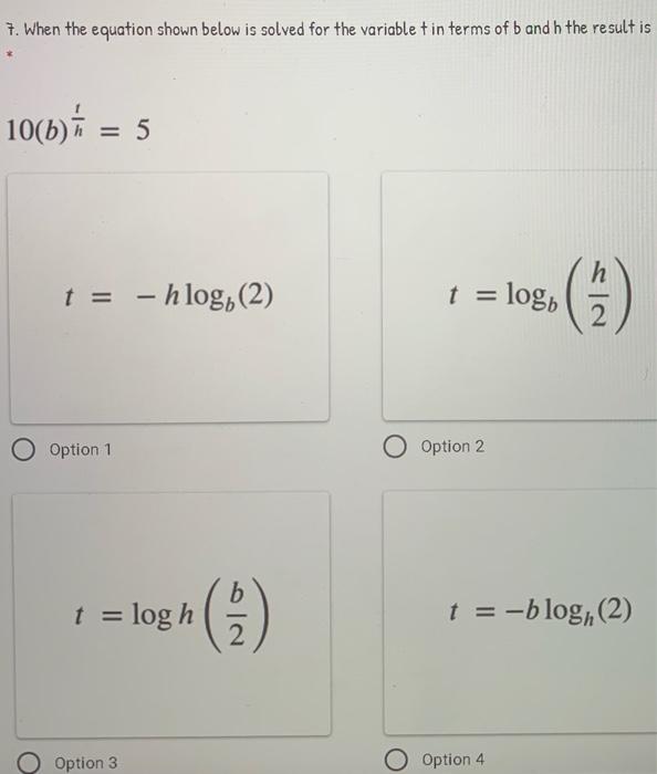 Solved 7. When the equation shown below is solved for the | Chegg.com
