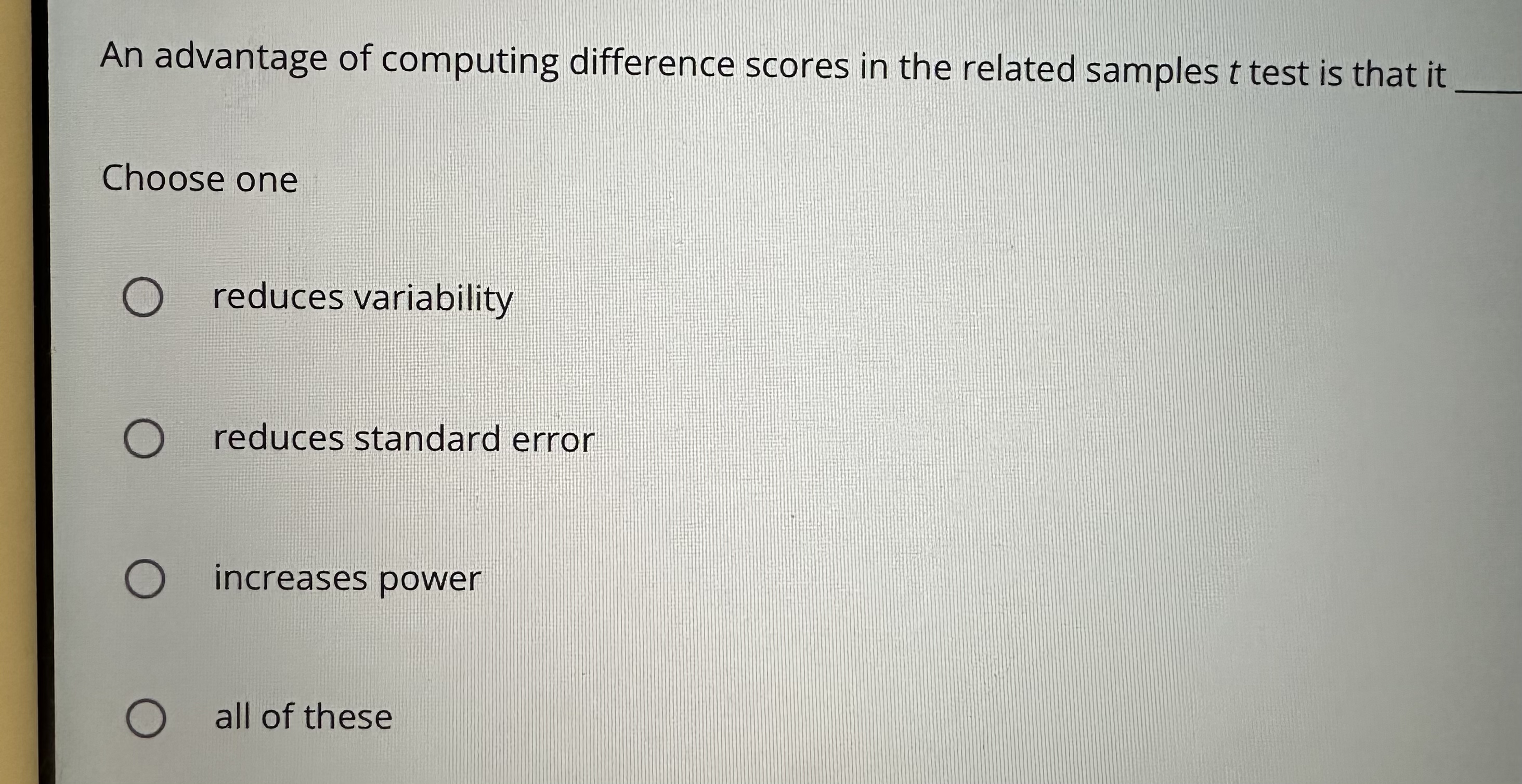An advantage of computing difference scores in the | Chegg.com