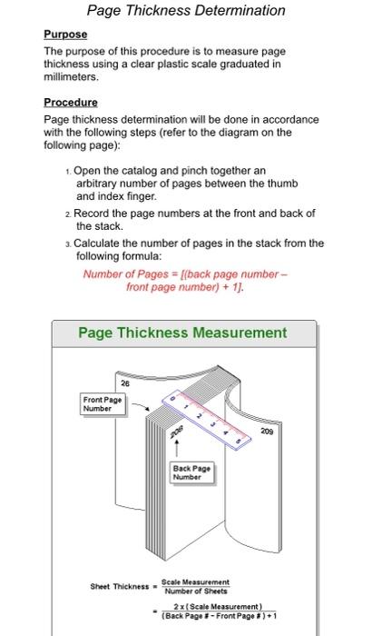 Solved Page Thickness Determination Purpose The purpose of | Chegg.com