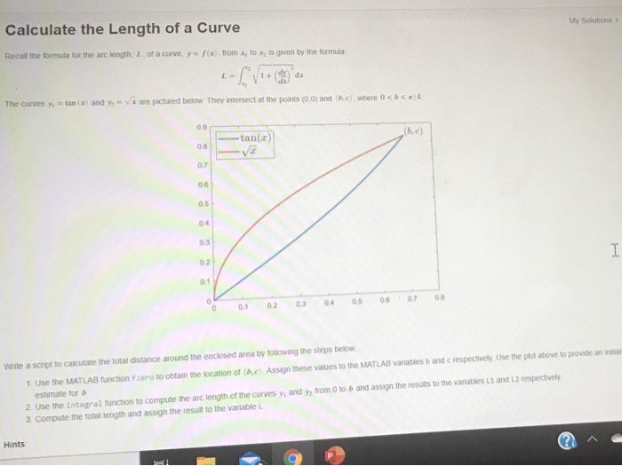 Solved My Solutions Calculate the Length of a Curve Recall | Chegg.com