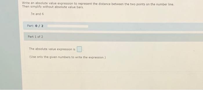 Solved Write an absolute value expression to represent the | Chegg.com