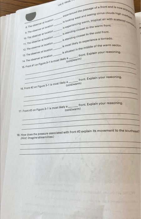 Solved Problem-Solving Module ir3: Cold Fronts and Warm | Chegg.com
