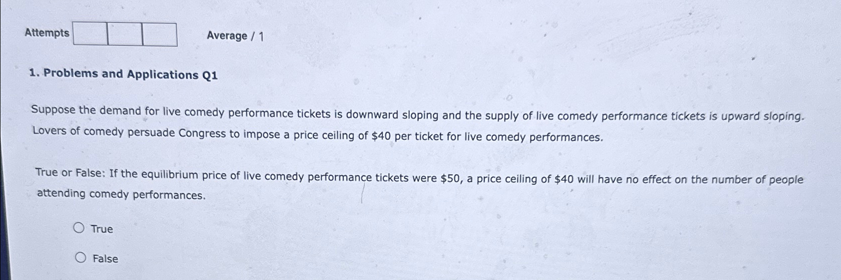 Solved AttemptsAverage / 1Problems and Applications | Chegg.com