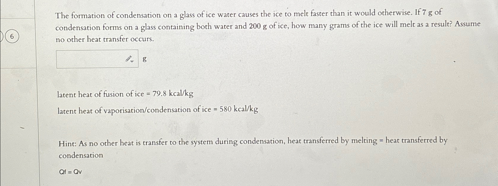 Solved The formation of condensation on a glass of ice water | Chegg.com