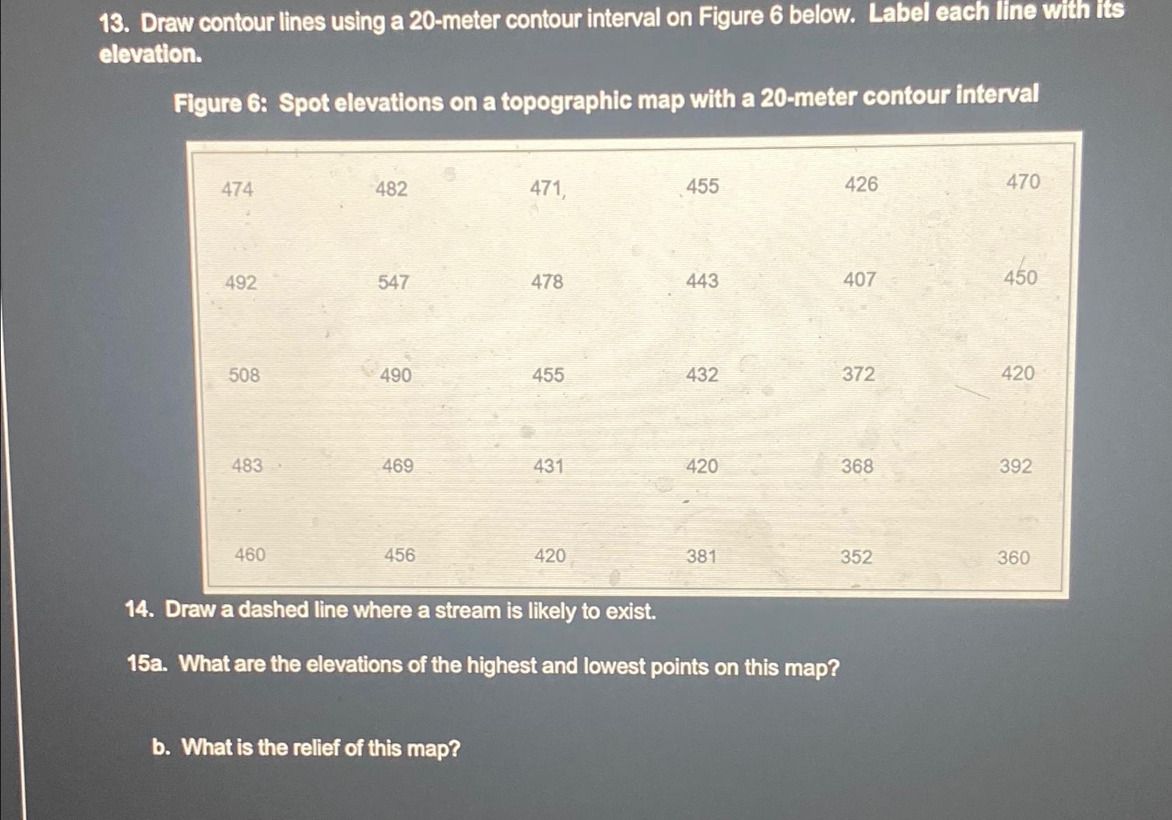 Solved Draw contour lines using a 20-meter contour interval | Chegg.com