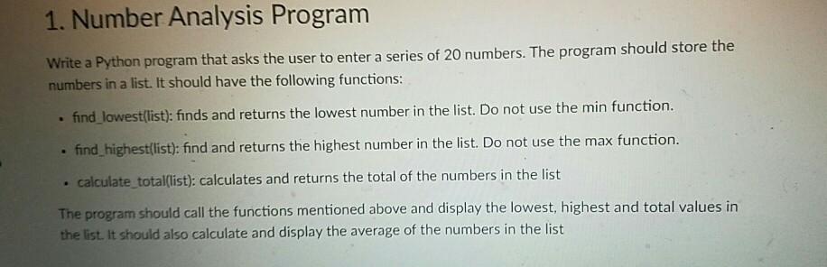 Solved 1 Number Analysis Program Write A Python Program 1225