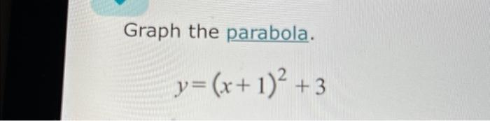 Solved Graph the parabola. y=(x+1)2+3 | Chegg.com