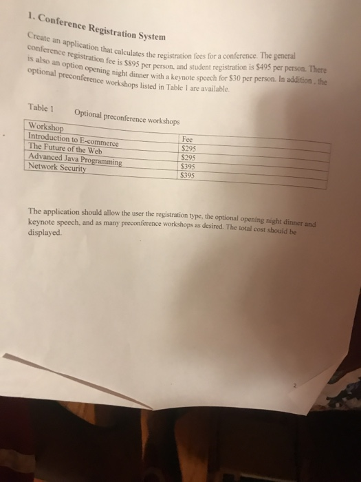Solved 1. Conference Registration System Create an | Chegg.com