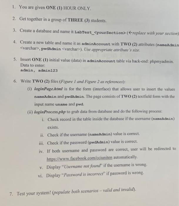 Solved 1. You are given ONE (1) HOUR ONLY. 2. Get together | Chegg.com
