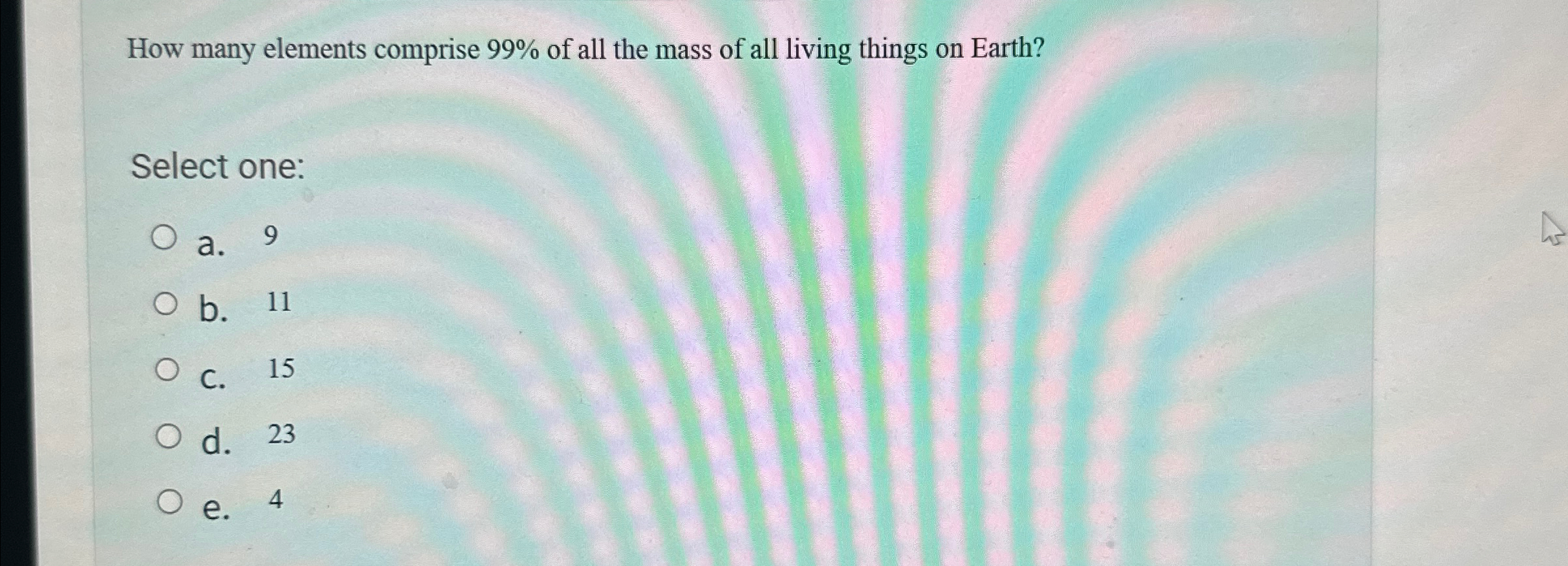 Solved How many elements comprise 99% ﻿of all the mass of | Chegg.com