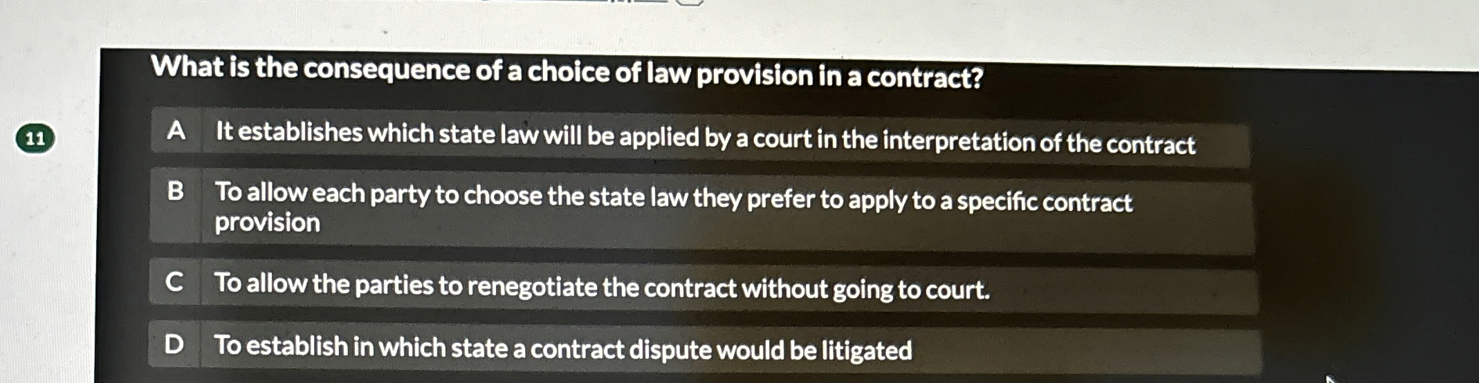 Solved What is the consequence of a choice of law provision | Chegg.com